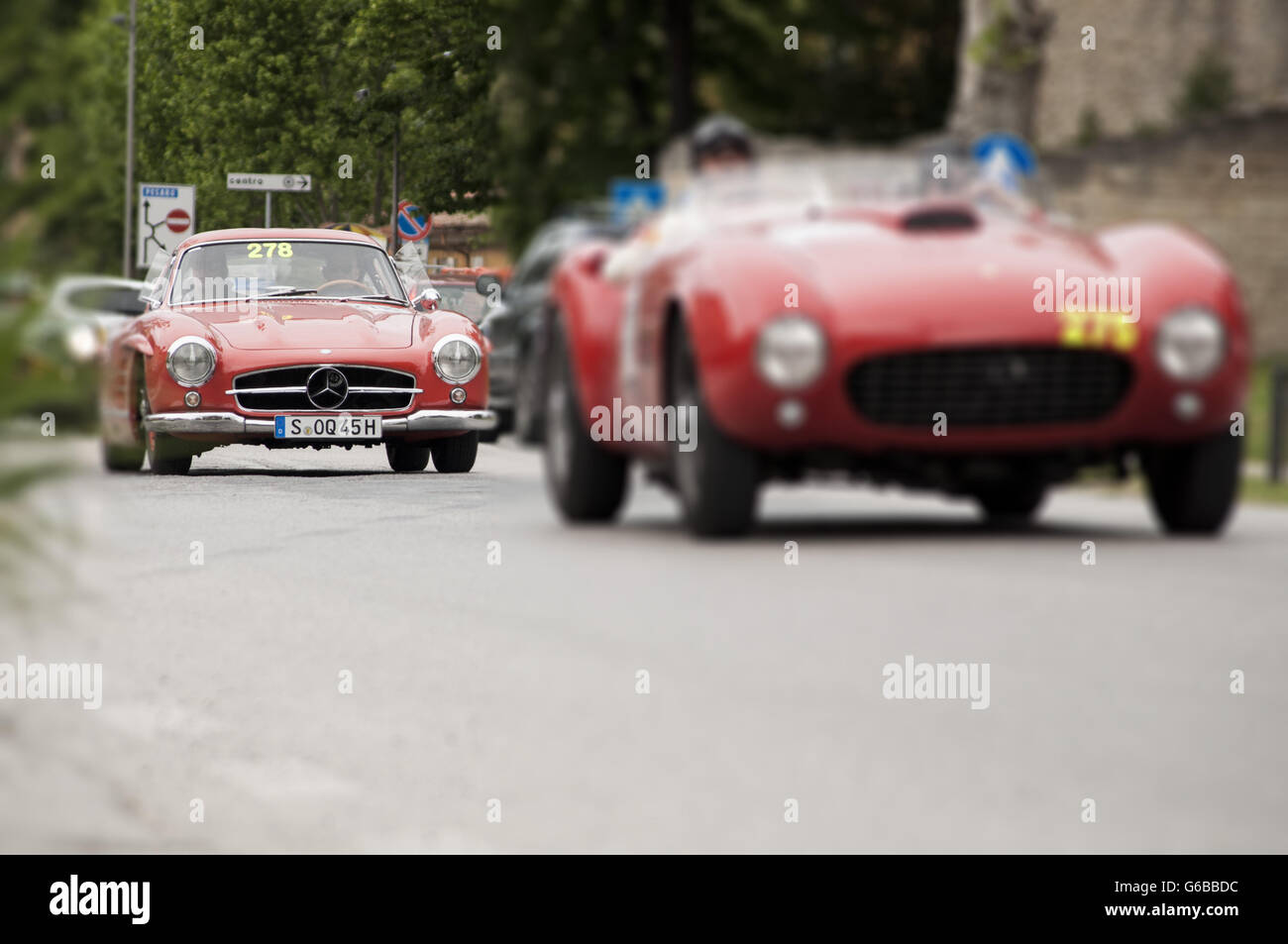 FANO, ITALY - MAY 16: unidentified crew on an old racing car in rally ...