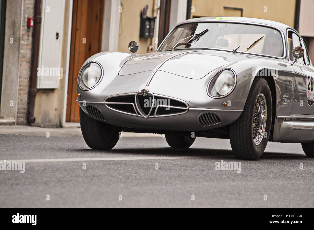 FANO, ITALY - MAY 16: Alfa Romeo 2000 Sportiva old racing car in rally ...
