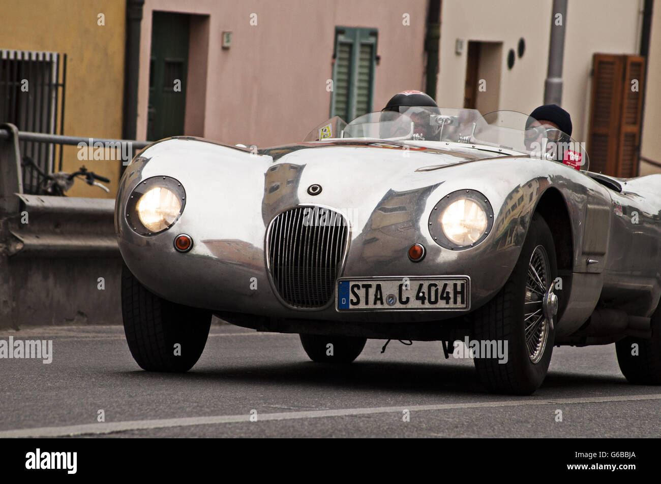 FANO, ITALY - MAY 16: unidentified crew on an old racing car in rally ...
