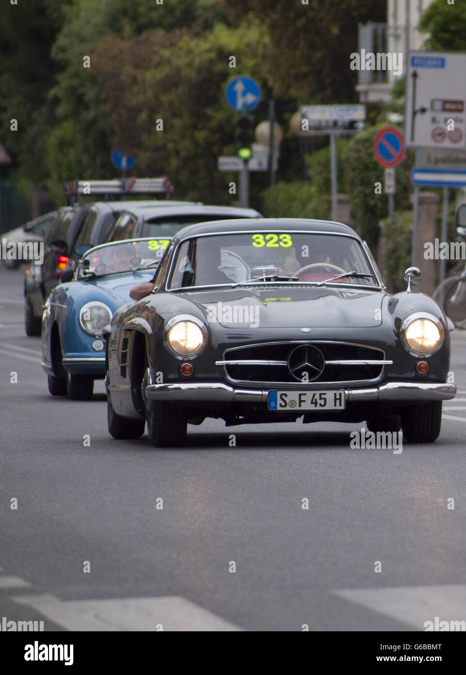 Mercedes-B. 300 SL W 198 old racing car in rally Mille Miglia 201 4 the ...
