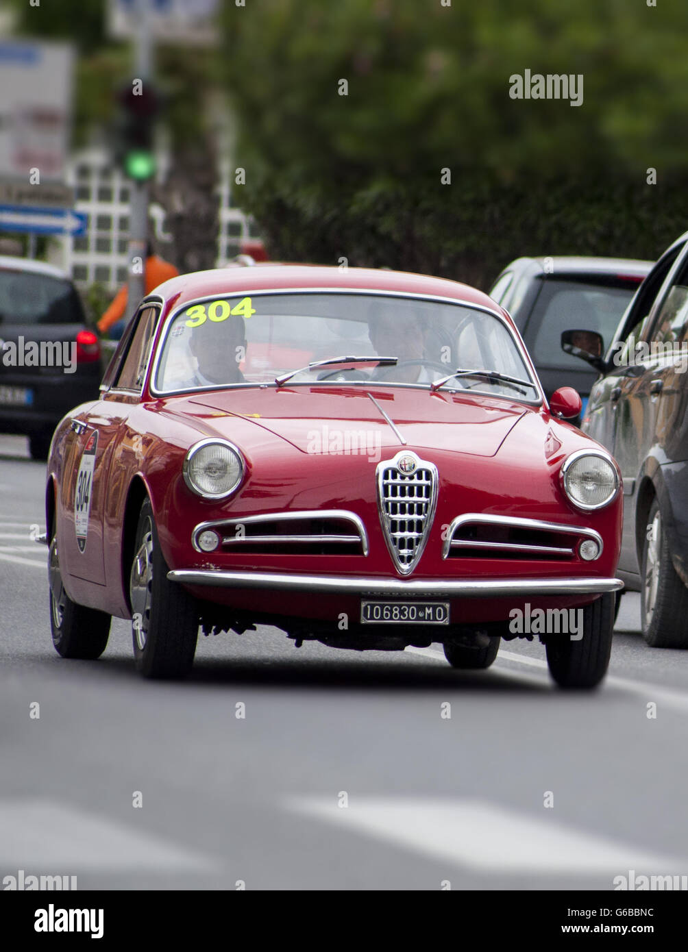 Alfa Romeo Giulietta Sprint old racing car in rally Mille Miglia 201 4 ...