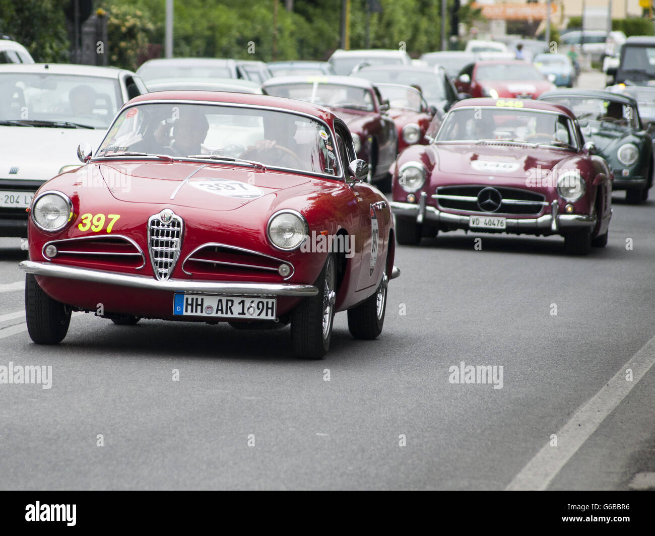 FANO, ITALY - MAY 16: Alfa Romeo 1900 Super Sprint Touring on an old ...