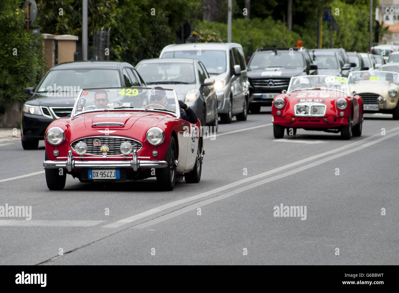 FANO, ITALY - MAY 16: AustinHealey 100/6 BN4 old racing car in rally ...