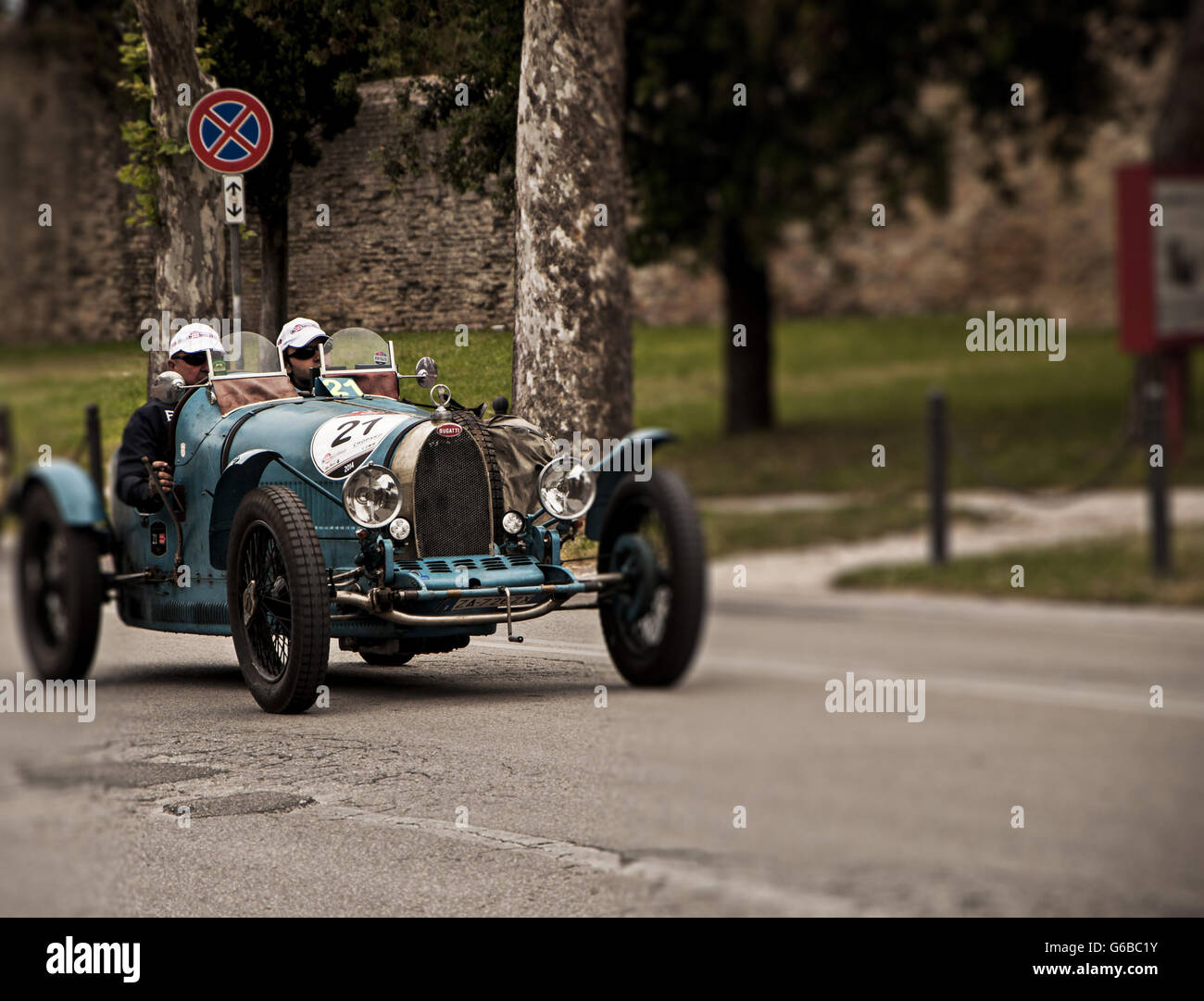 FANO, ITALY - MAY 16: Bugatti T 35A 1926 old racing car in rally Mille ...