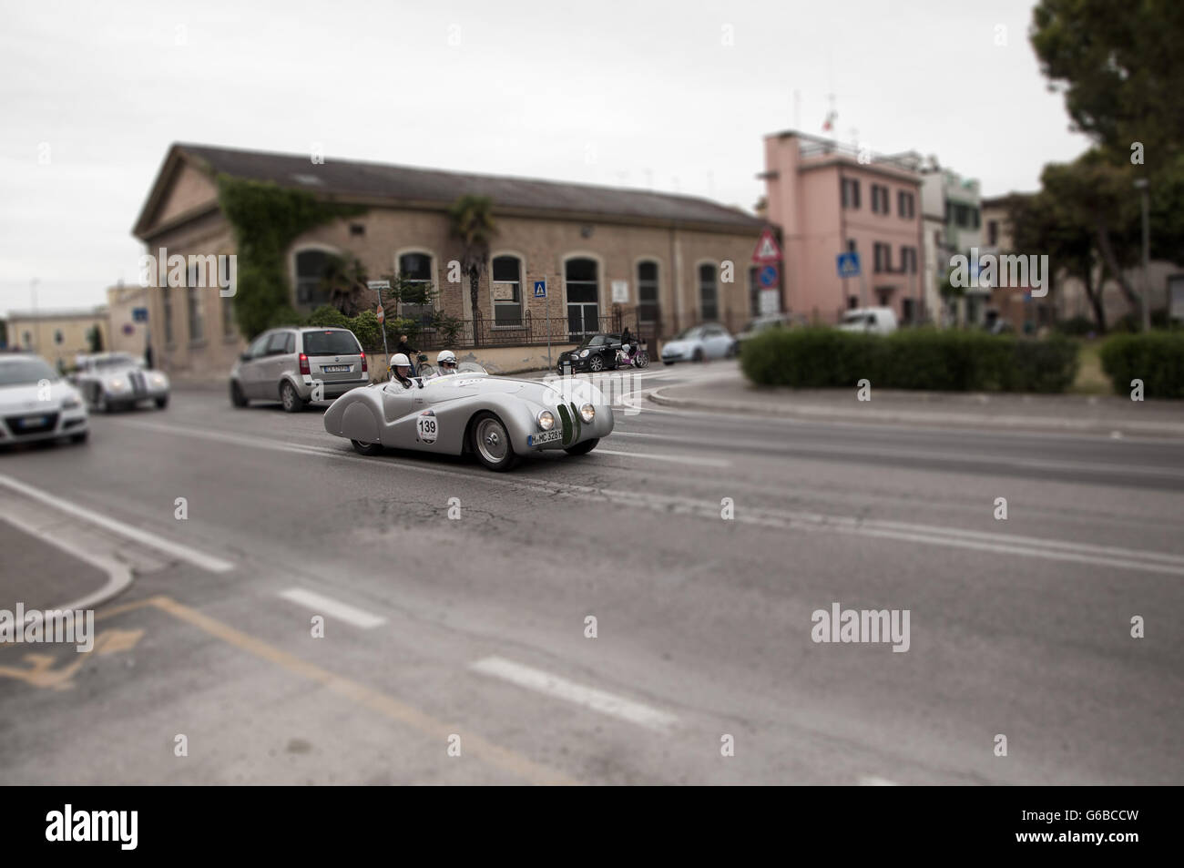 FANO, ITALY - MAY 16: BMW 328 roadster old racing car in rally Mille ...