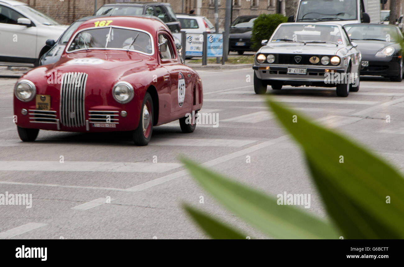 FANO, ITALY - MAY 16: FIAT 1100 S berlinetta Gobbone 1948 and lancia ...