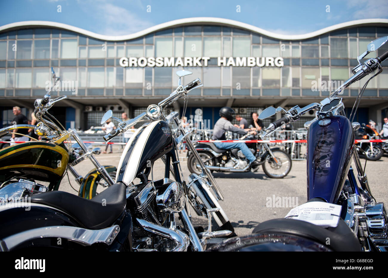 Hamburg, Germany. 24th June, 2016. Harley Davidson motorbikes on the ...