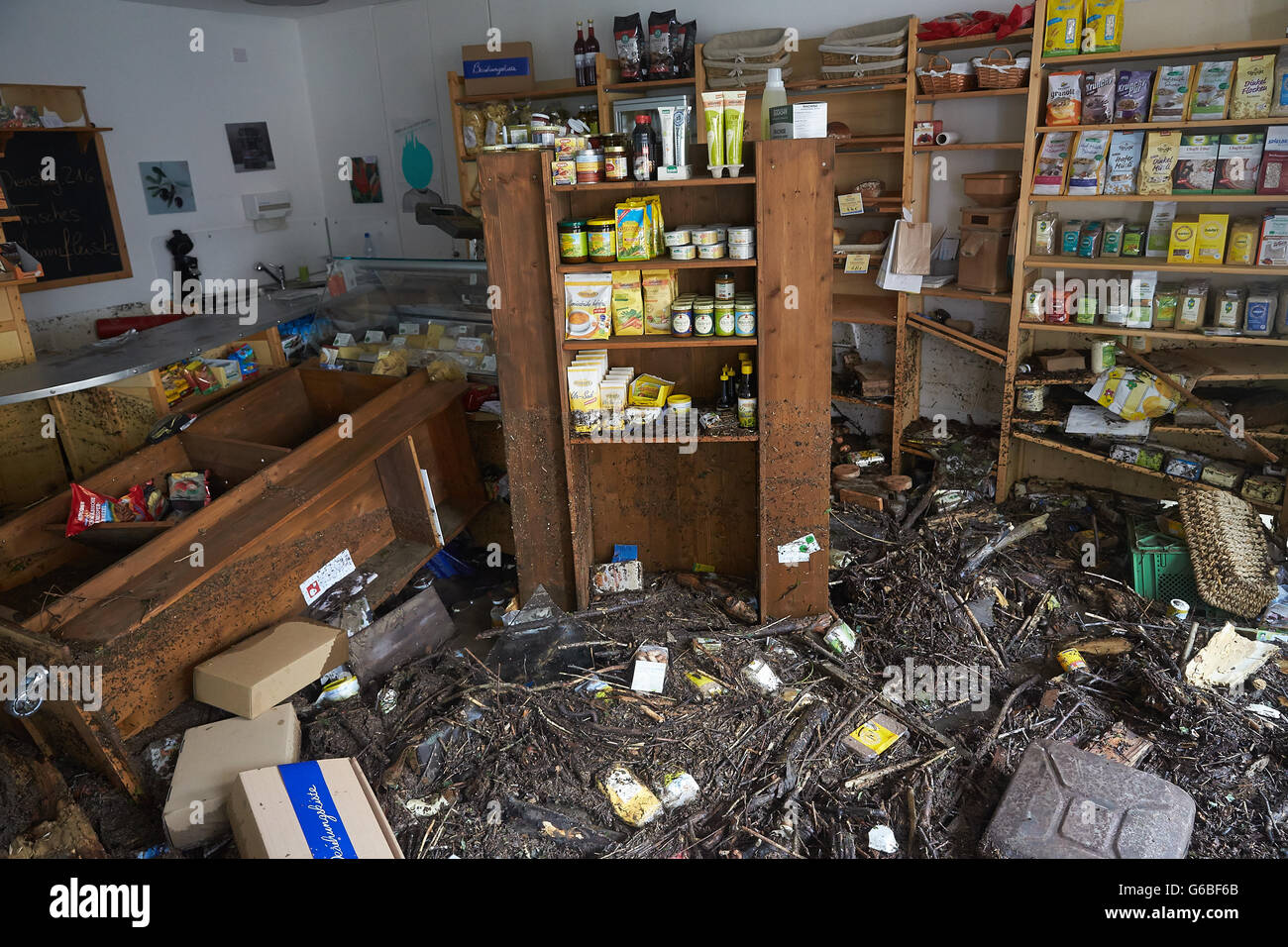 Stromberg, Germany. 24th June, 2016. A grocery store that was destroyed ...
