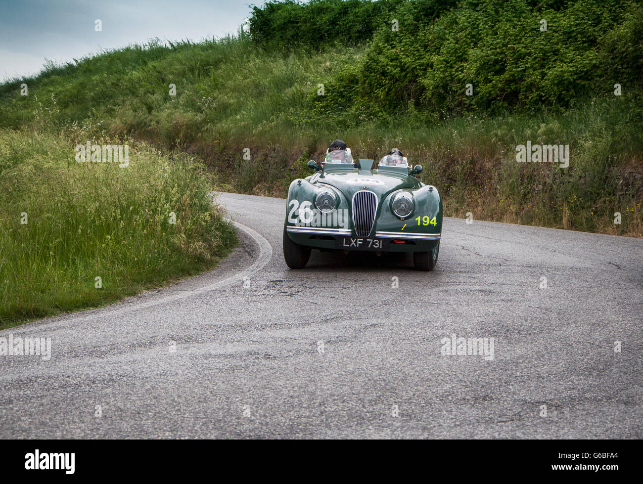JAGUAR XK 120 OTS Sports 1950 old racing car in rally Mille Miglia 2015 ...