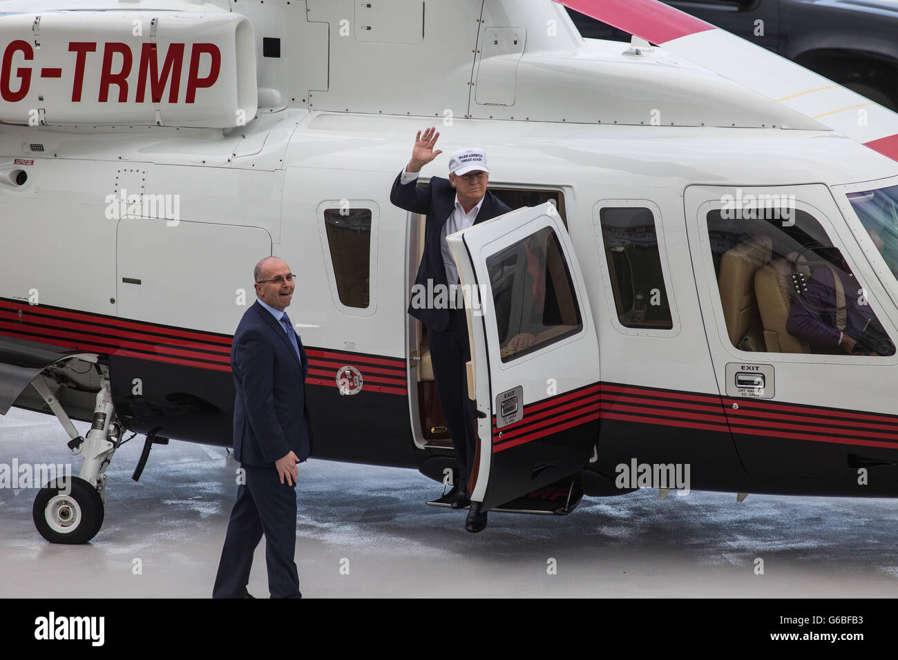 Republic presidential nominee Donald Trump arrives by helicopter, with ...