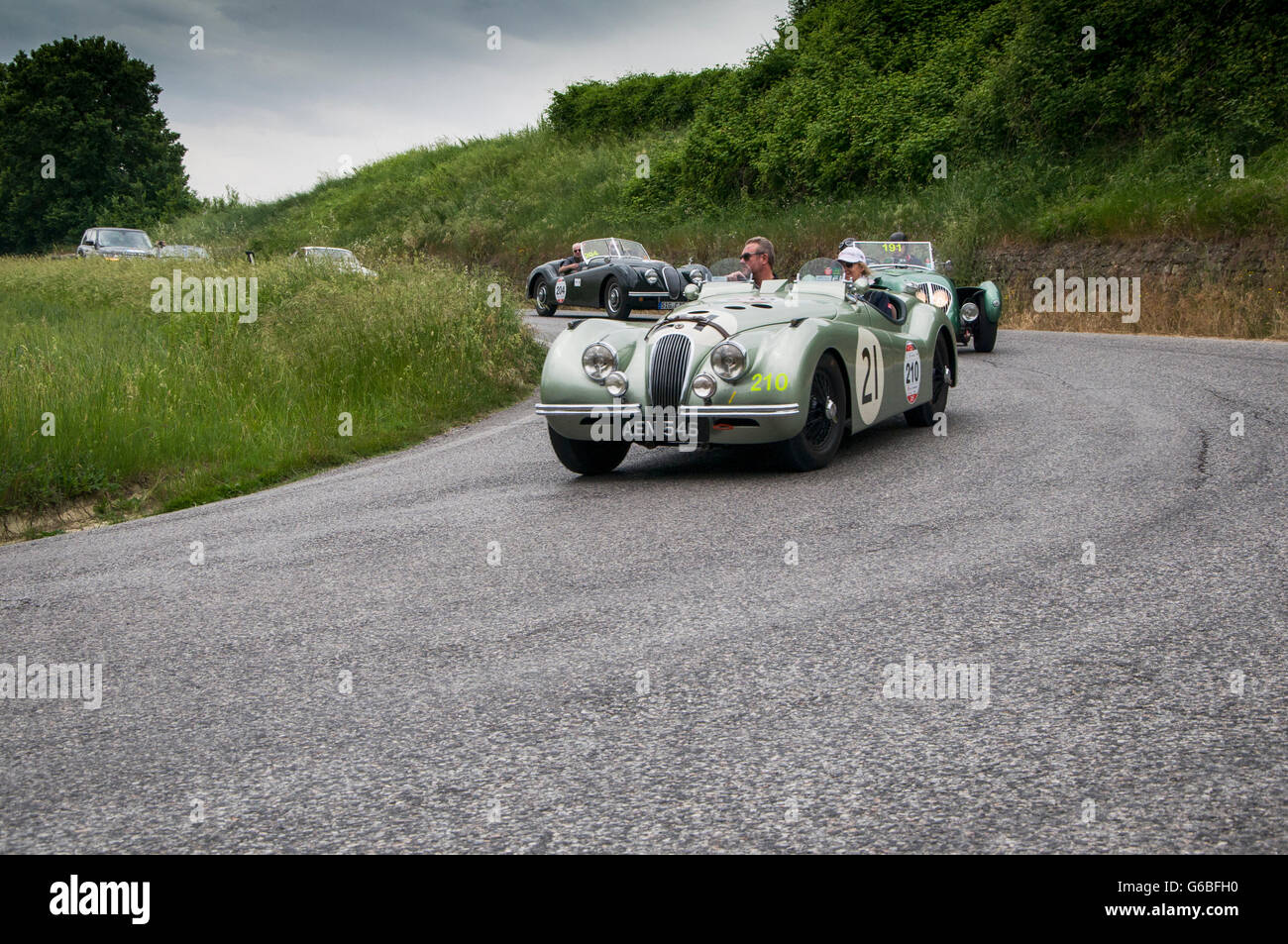 JAGUAR XK 120 OTS Sports 1950 old racing car in rally Mille Miglia 2015 ...