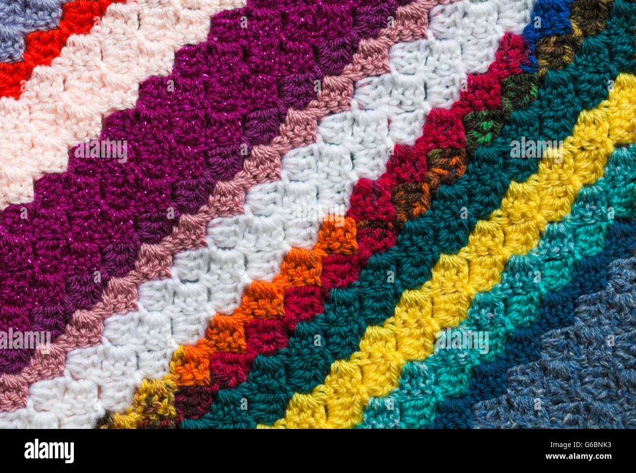 detail of colourful crocheted blanket - crochet blanket detail close up ...