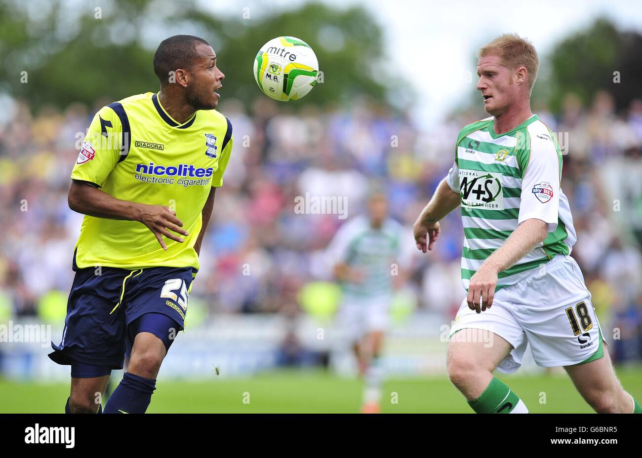 Yeovil Town's Alan Tate (right) and Birmingham City's Matt Green in ...