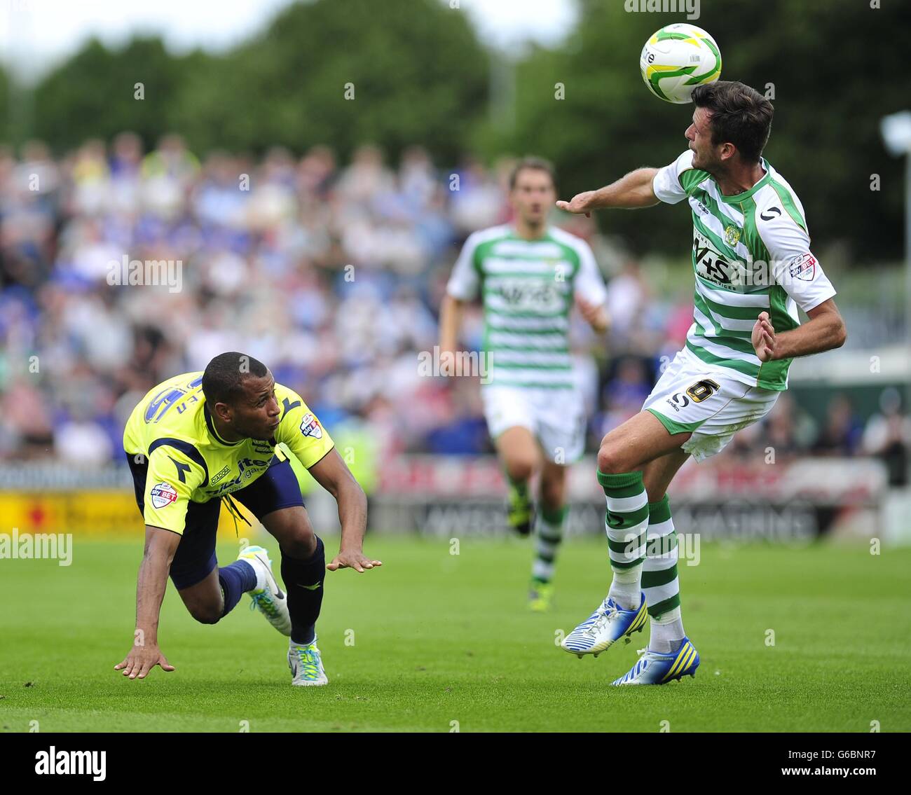 Yeovil Town's Daniel Seborne (right) and Birmingham City's Matt Green ...