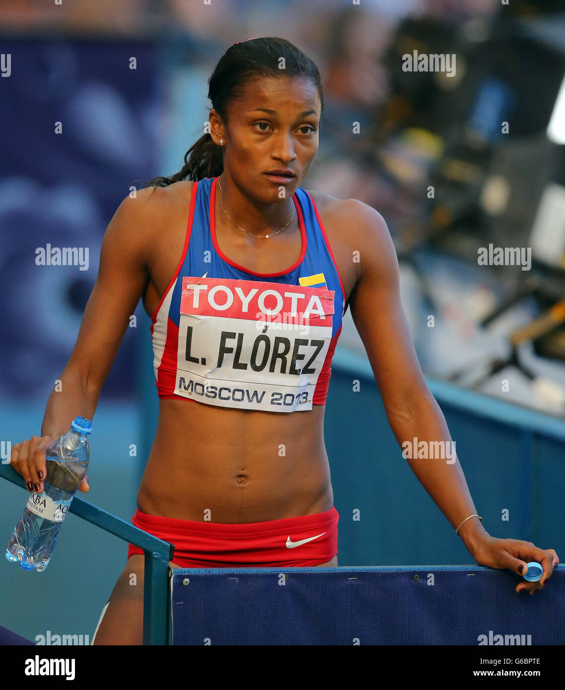 Columbia's Lina Florez following her heat in the women's 100metre ...
