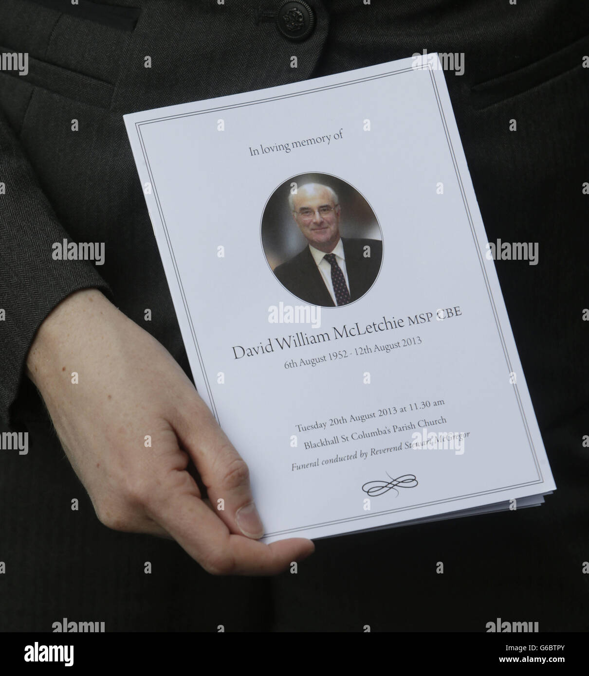 The Order of Service at the funeral of former Scottish Tory leader ...