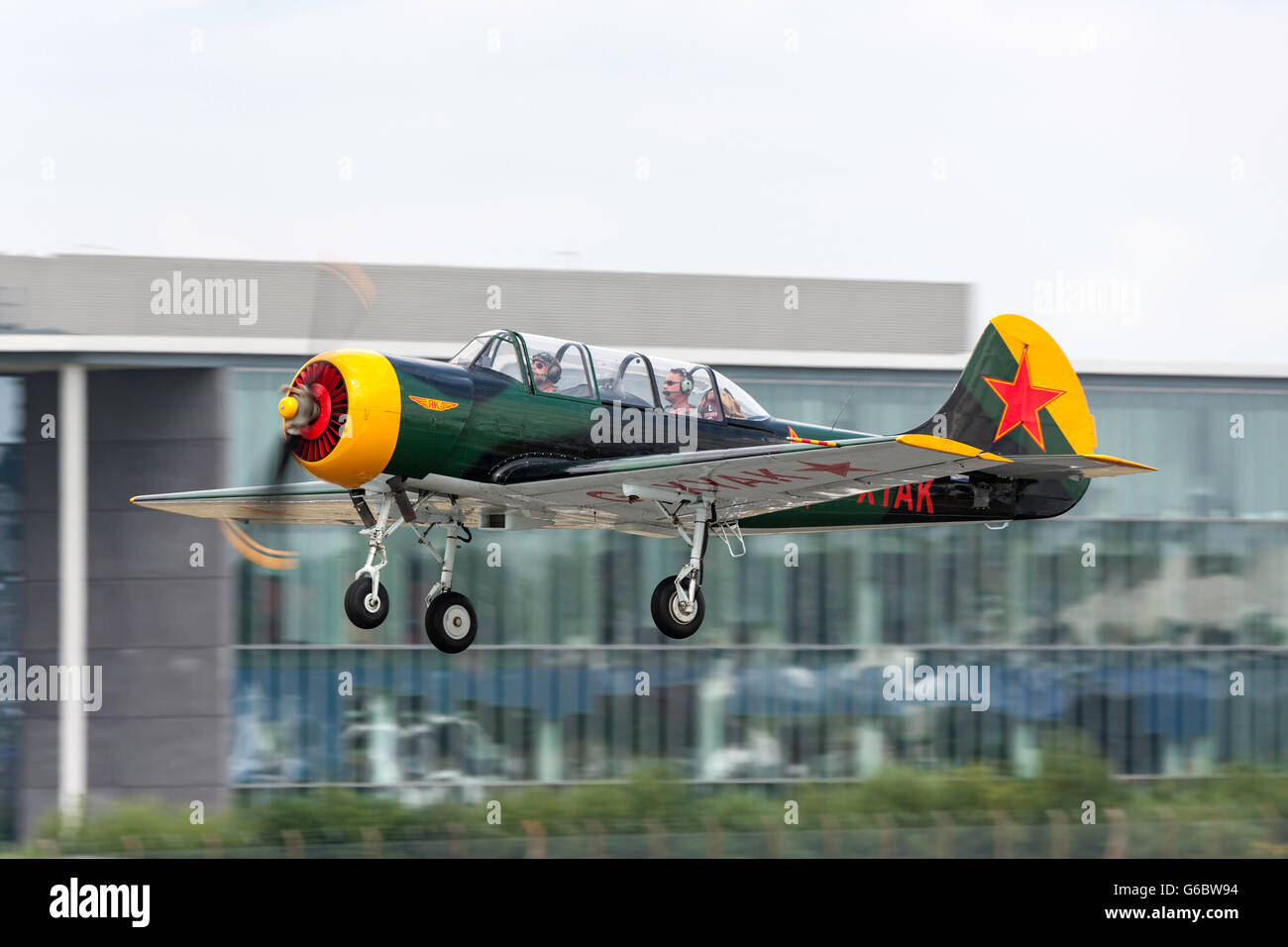 Yakovlev Yak-52 Aircraft G-XYAK at the Farnborough International ...