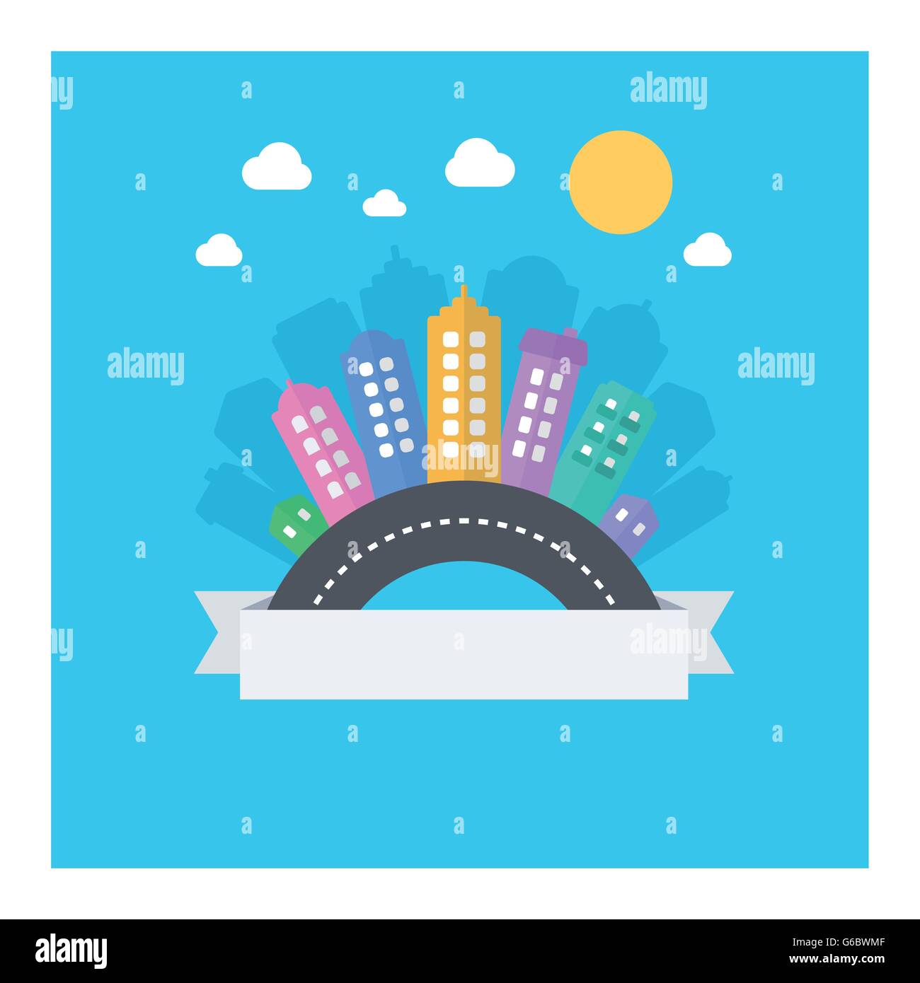 Vector design of modern cityscape with text area. Illustration with ...