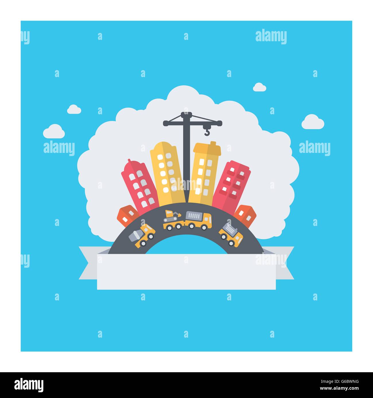 Urban city building. Vector design of modern cityscape with text area ...