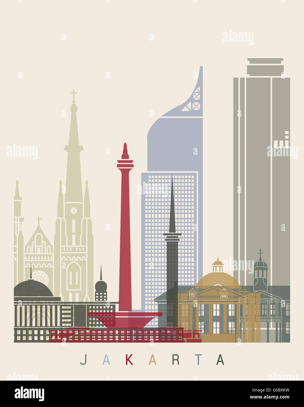 Vector Illustration Skyline Jakarta Indonesia High Resolution Stock ...