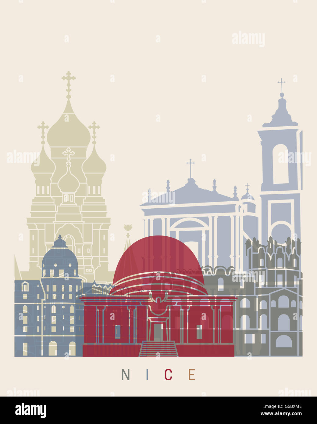 Nice skyline poster in editable vector file Stock Photo - Alamy