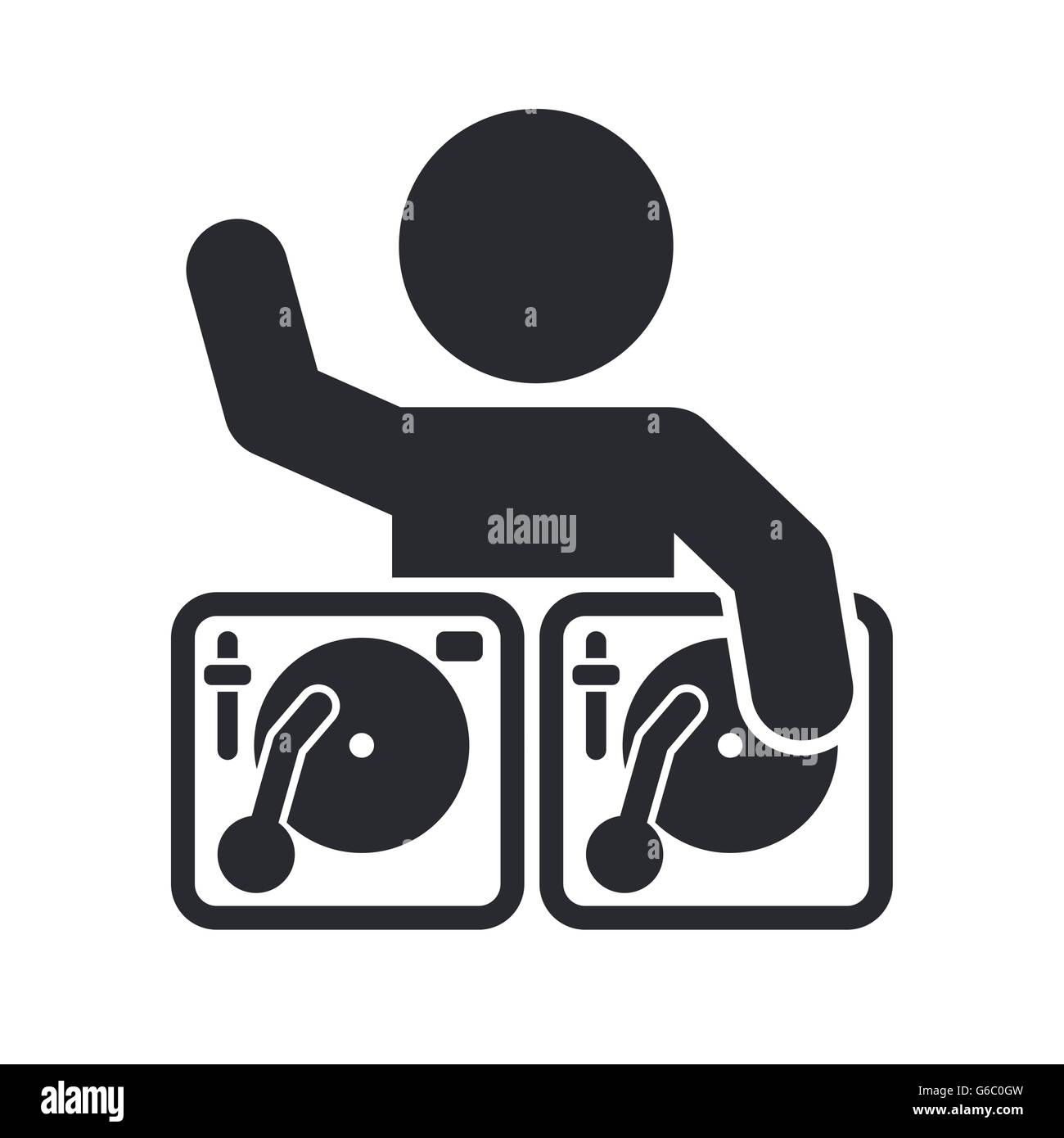 Vector illustration of single isolated icon depicting a deejay in ...