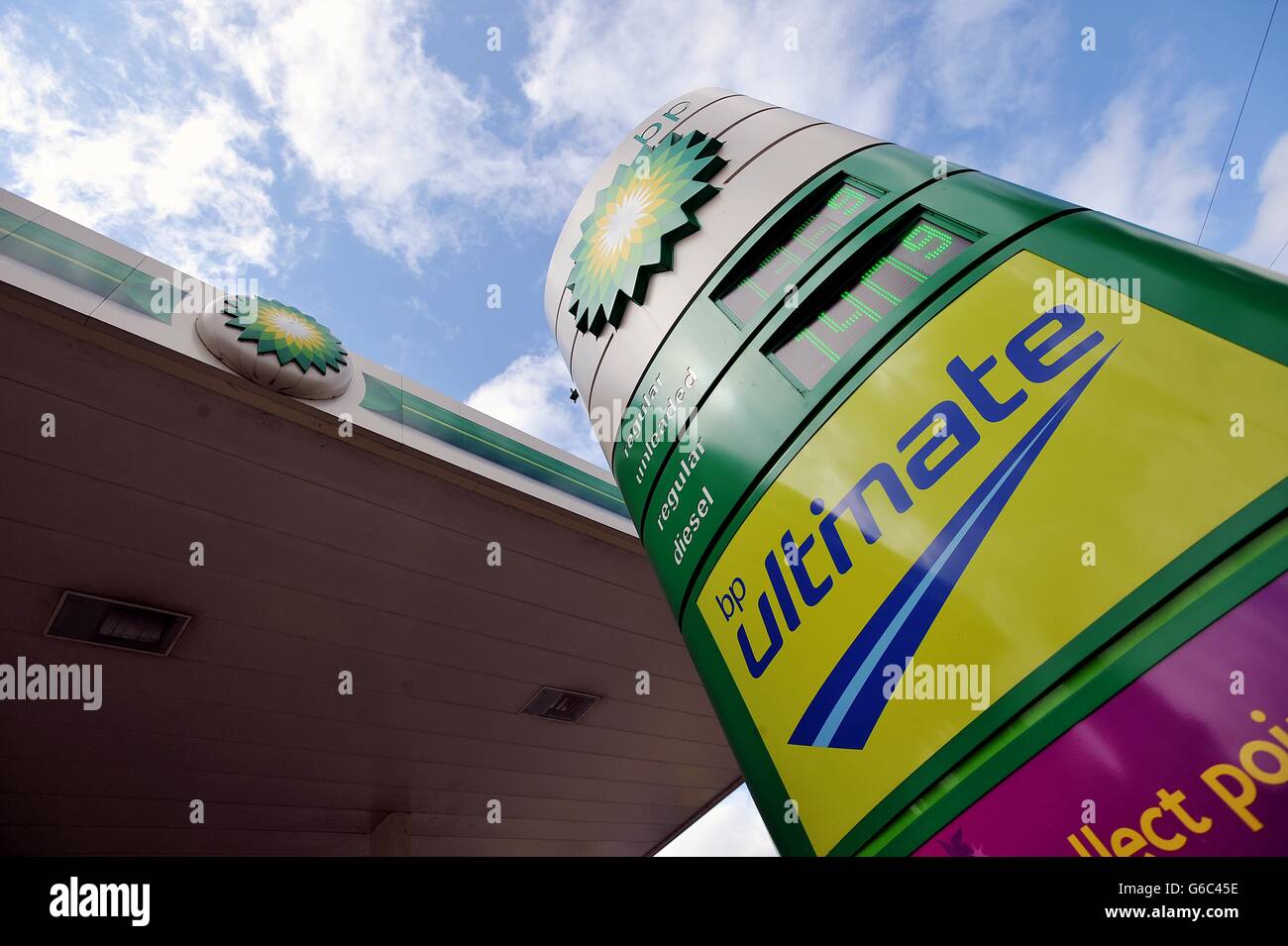 A view of a BP petrol station sign in Chelmsford, Essex Stock Photo - Alamy
