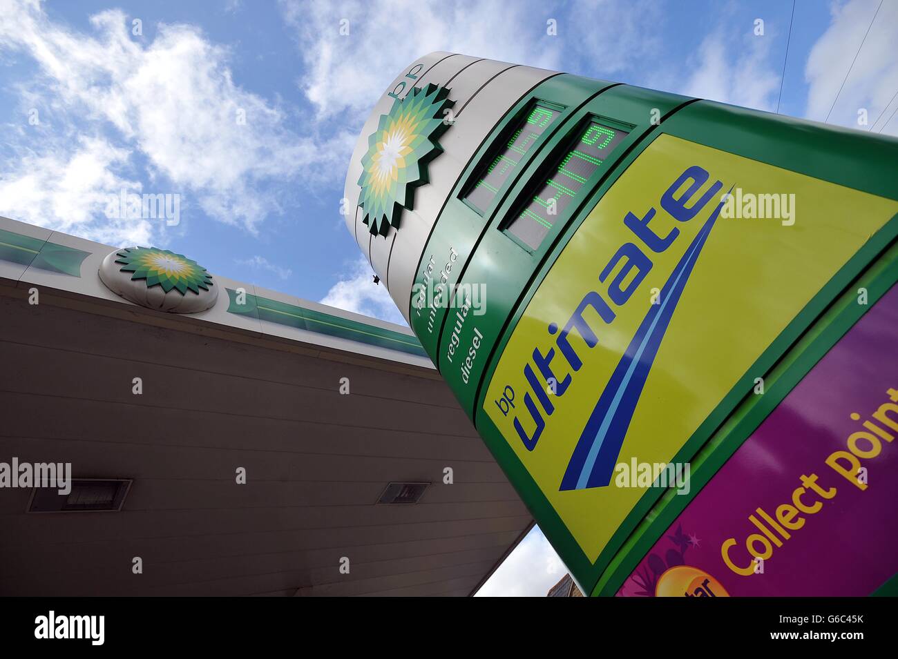 A view of a BP petrol station sign in Chelmsford, Essex Stock Photo - Alamy