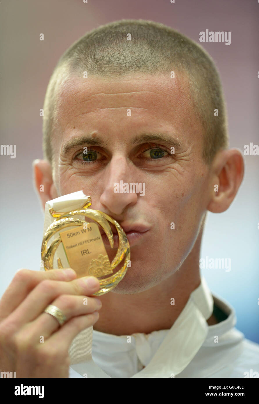 Ireland's Robert Heffernan with his Gold medal on day six of the 2013 ...