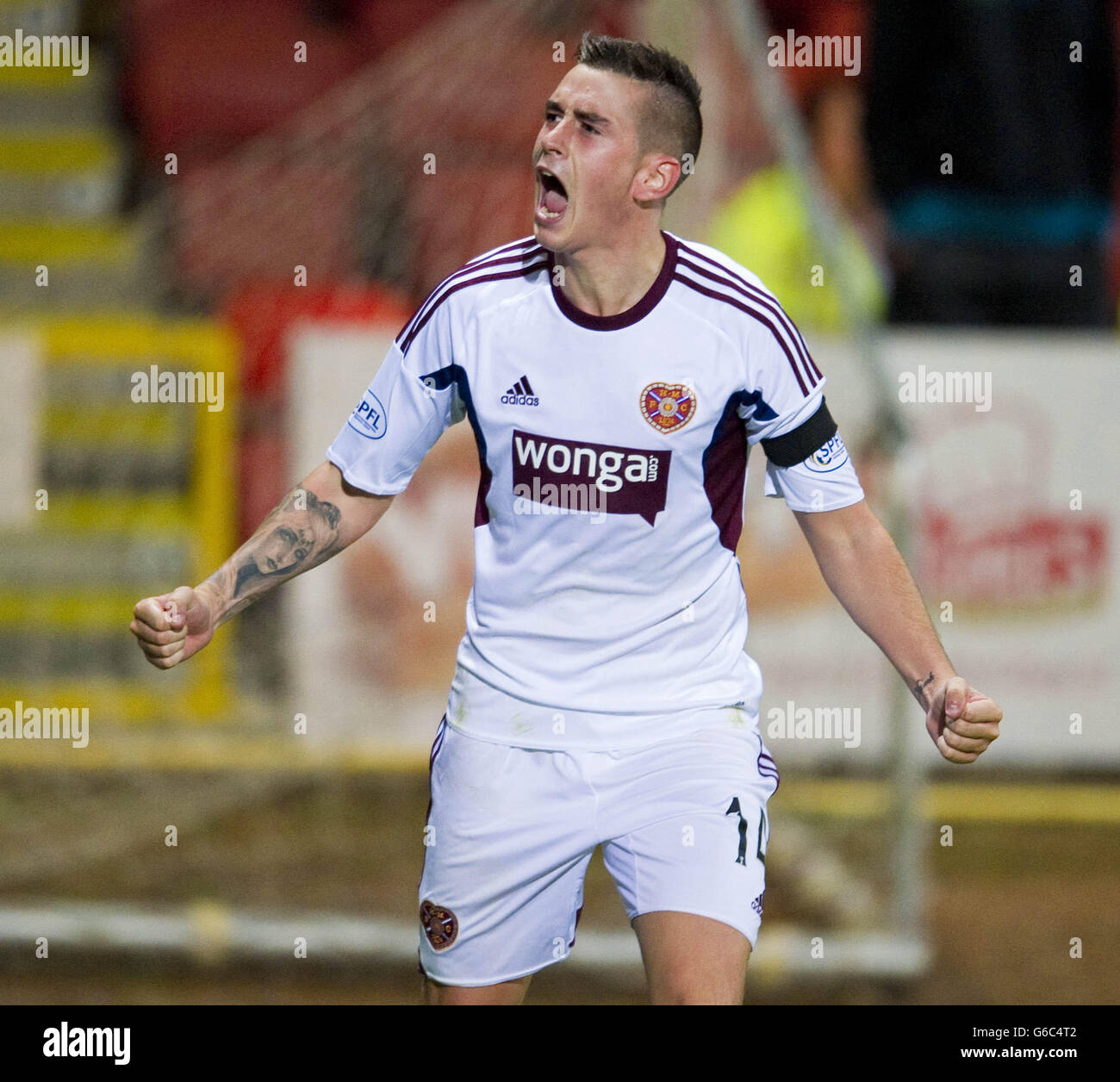 Hearts Jamie Walker celebrates after making it 1-1 during the Scottish ...