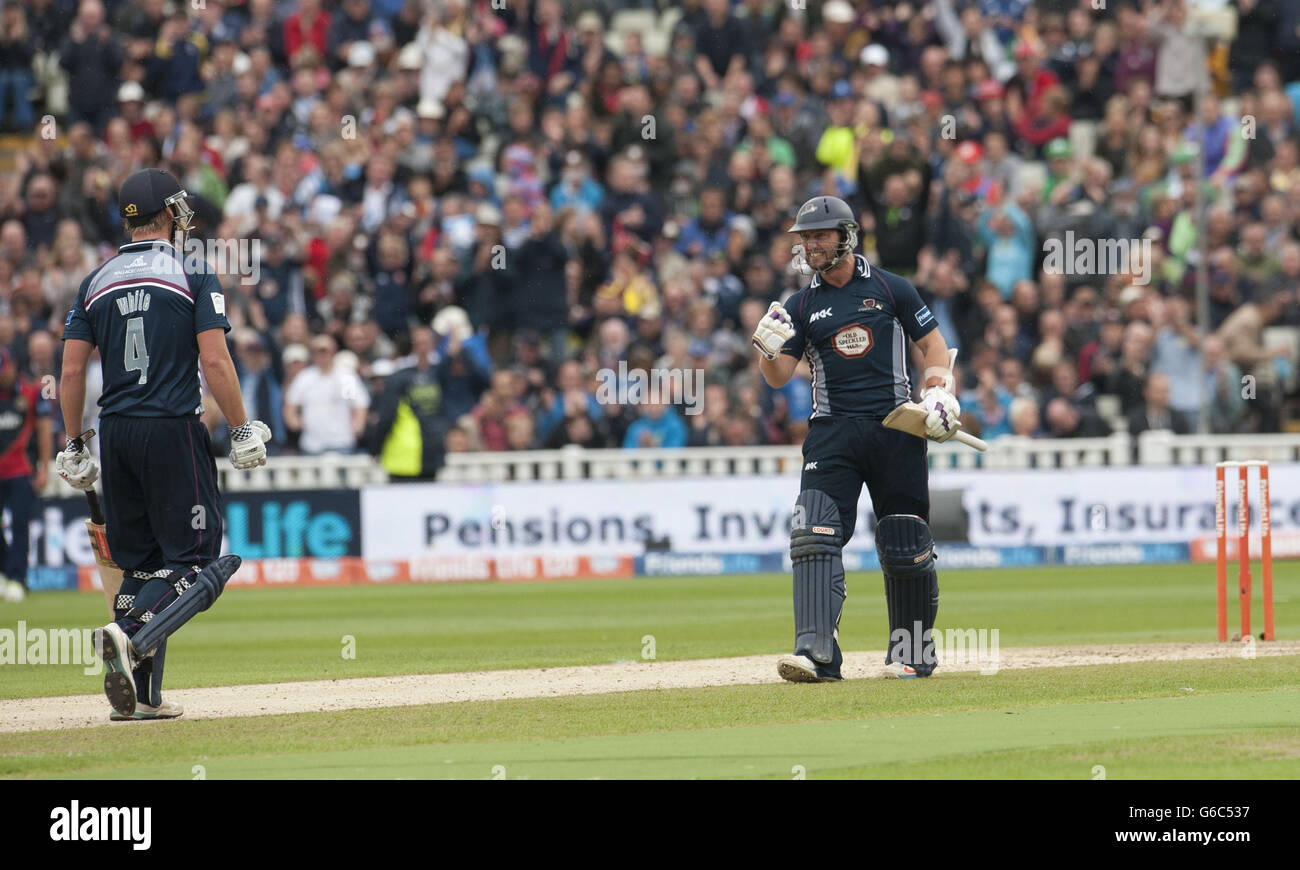 Northamptonshire's Steelbacks Steven Crook and Cameron White celebrate ...