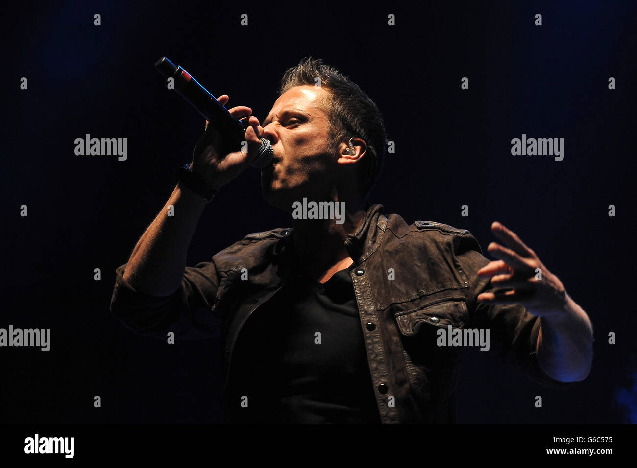 Ritchie Neville (right) and Scott Robinson of 5ive perform on the Arena ...