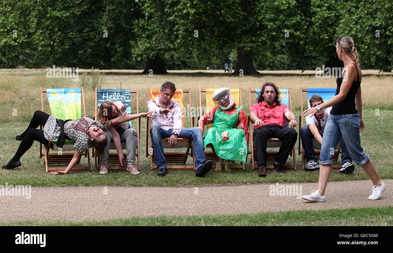 Zombies take part in a training day held in Hyde Park, London ahead of ...