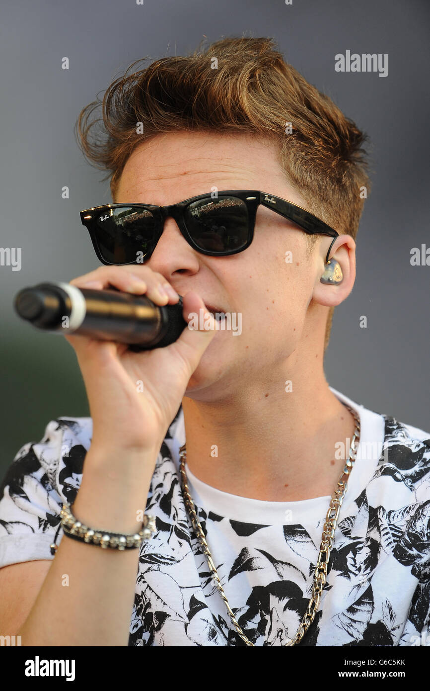 Conor Maynard performs on the 4 Music stage during day two of the V ...