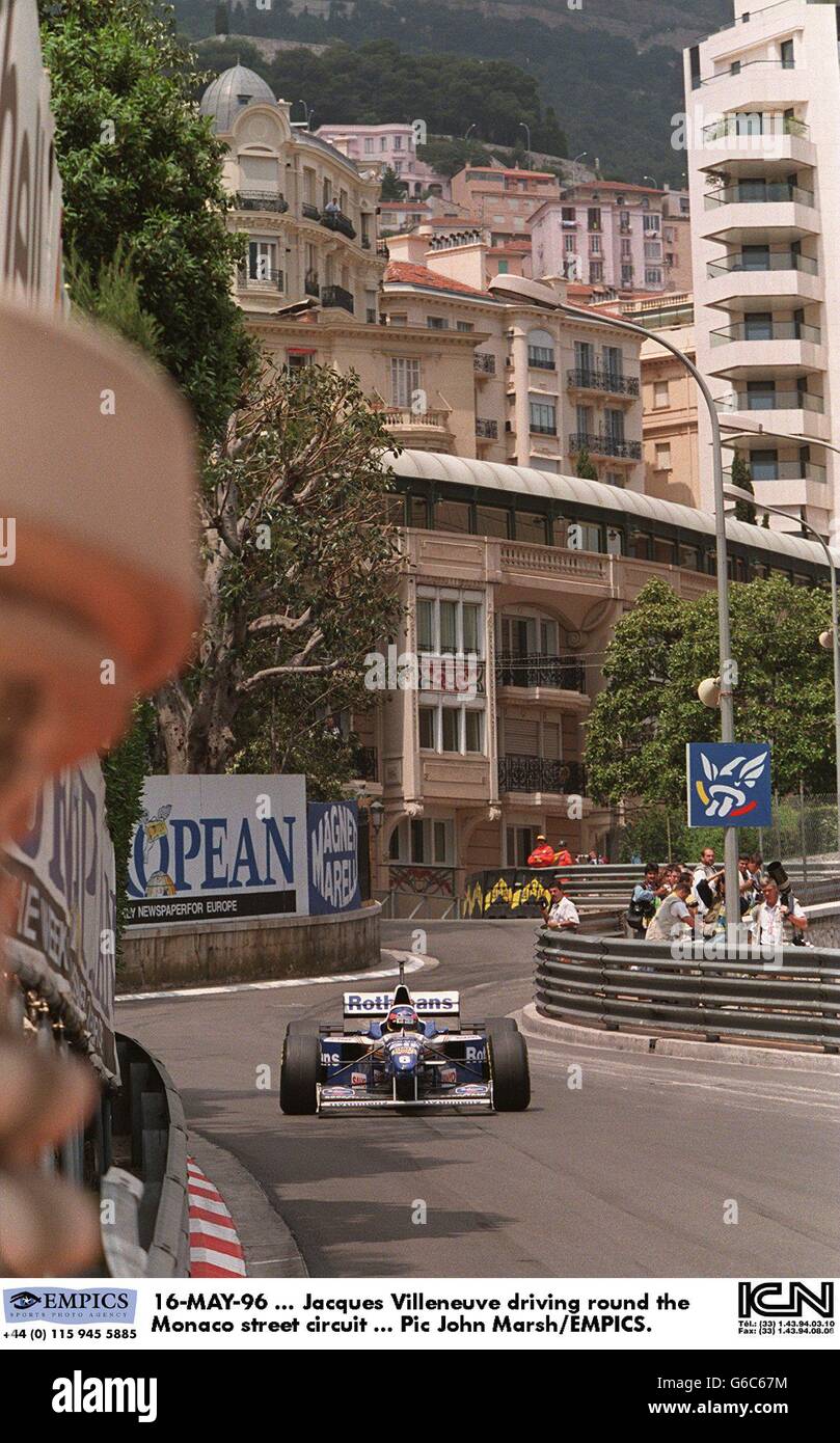 Motor Racing. Monaco Grand Prix. 16-MAY-96. Jacques Villeneuve driving ...