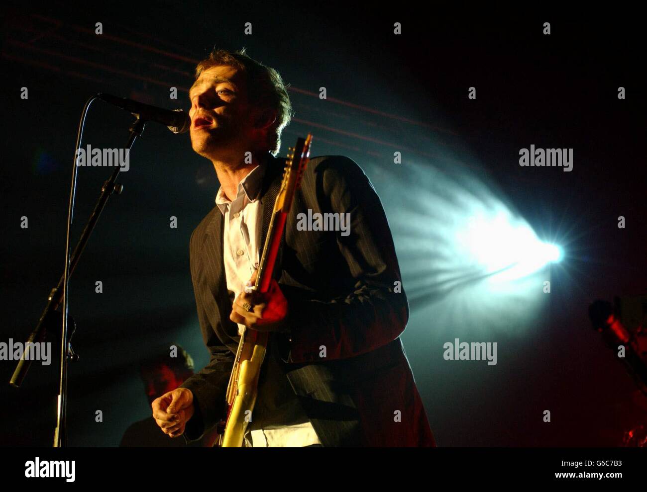 Blur performing on stage at The Astoria, in central London Stock Photo ...