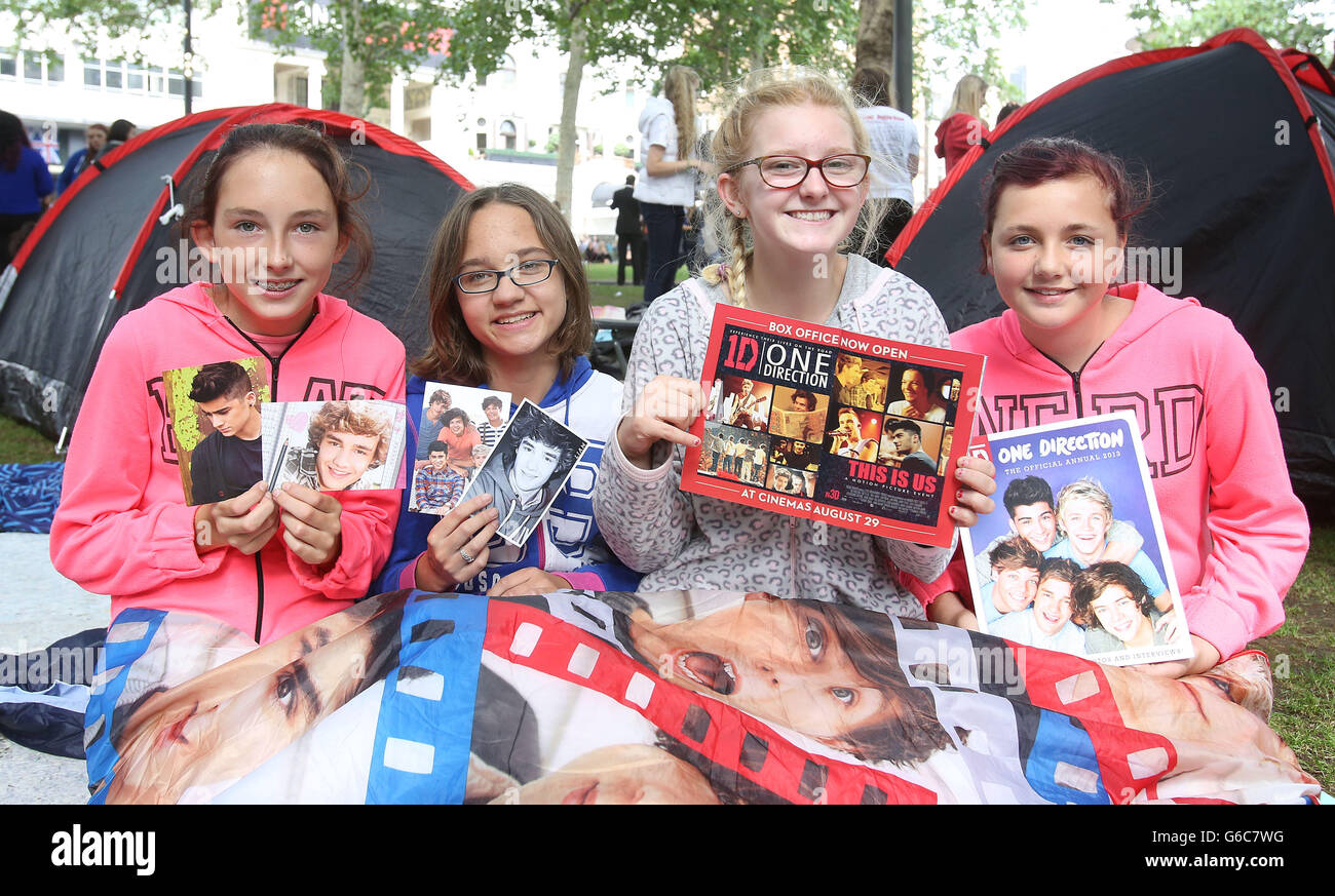 One Direction fans Chloe Glasscoe 13, Lianne Kidd 15, Kelsey Smith 14 ...