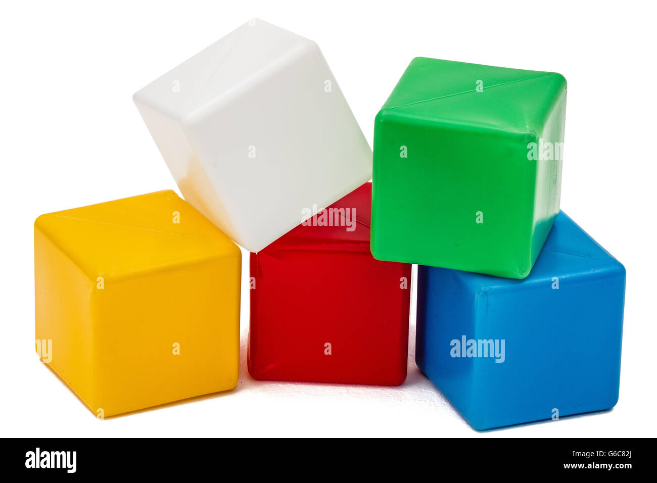 Bright colored childrens cubes, isolated on white background Stock ...