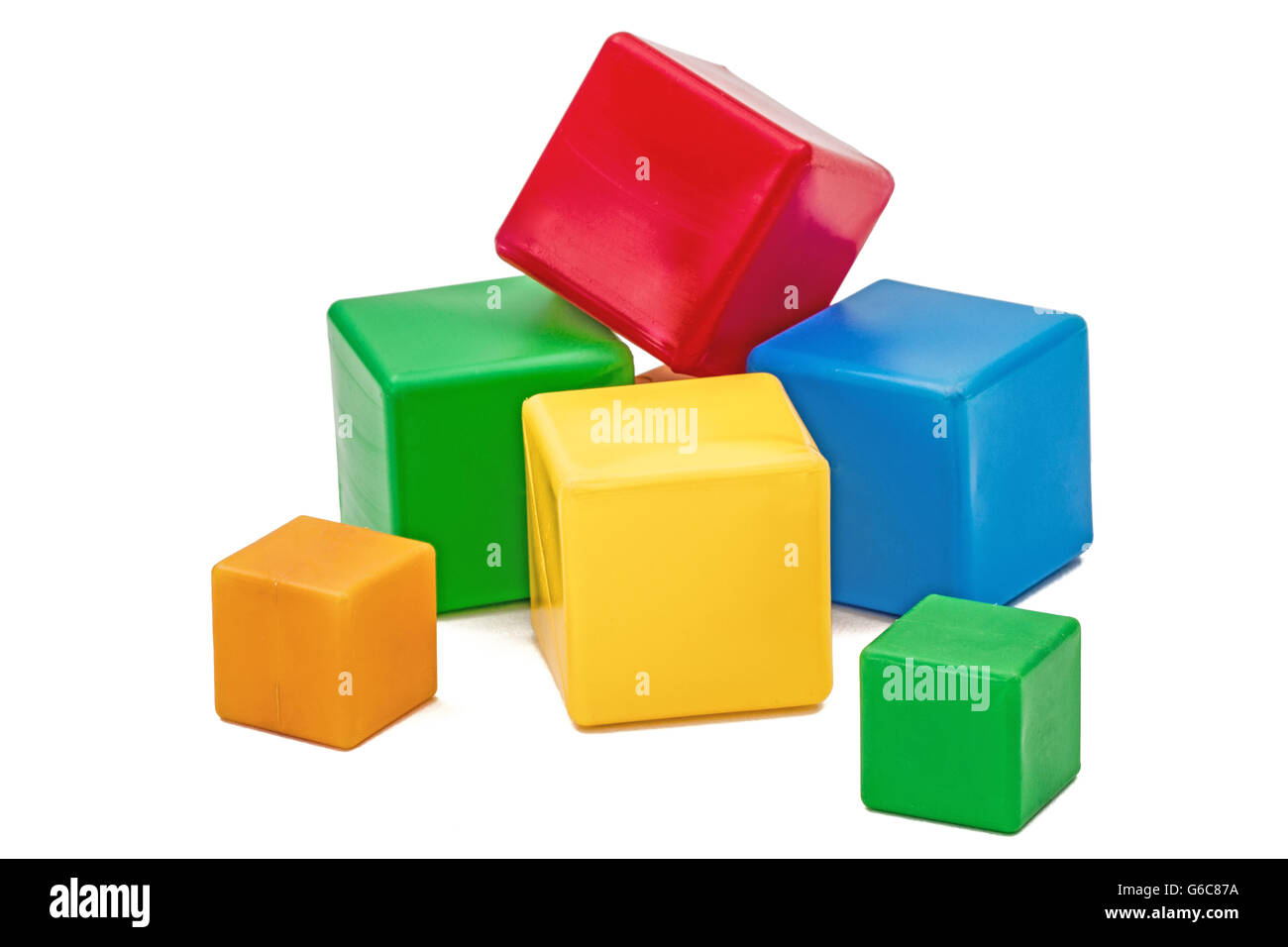 Bright colored childrens cubes, isolated on white background Stock ...