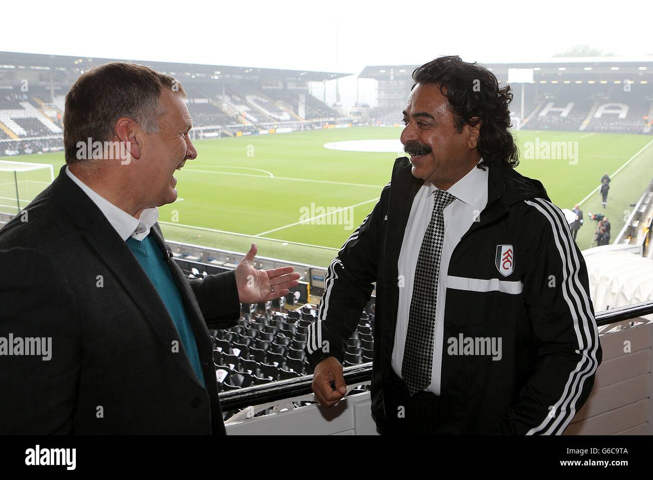 Fulham owner and Chairman Shahid Khan (right) with Ray Stubbs before ...