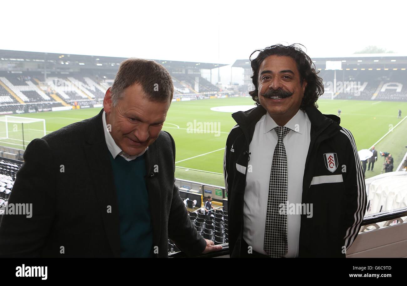 Fulham owner and Chairman Shahid Khan (right) with Ray Stubbs before ...