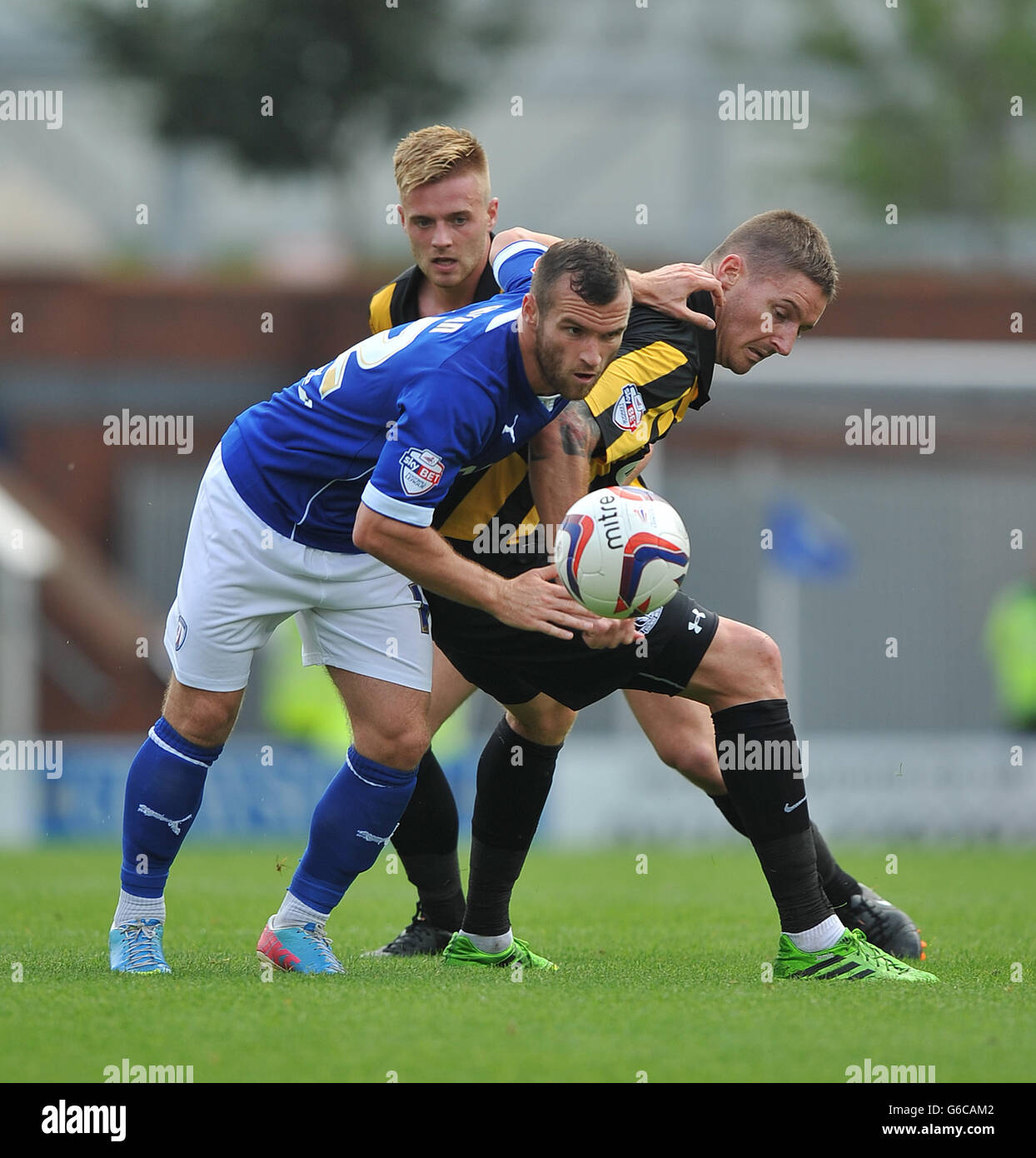 Southend United's Barry Corr and Chesterfield's Sam Hird battle for the ...