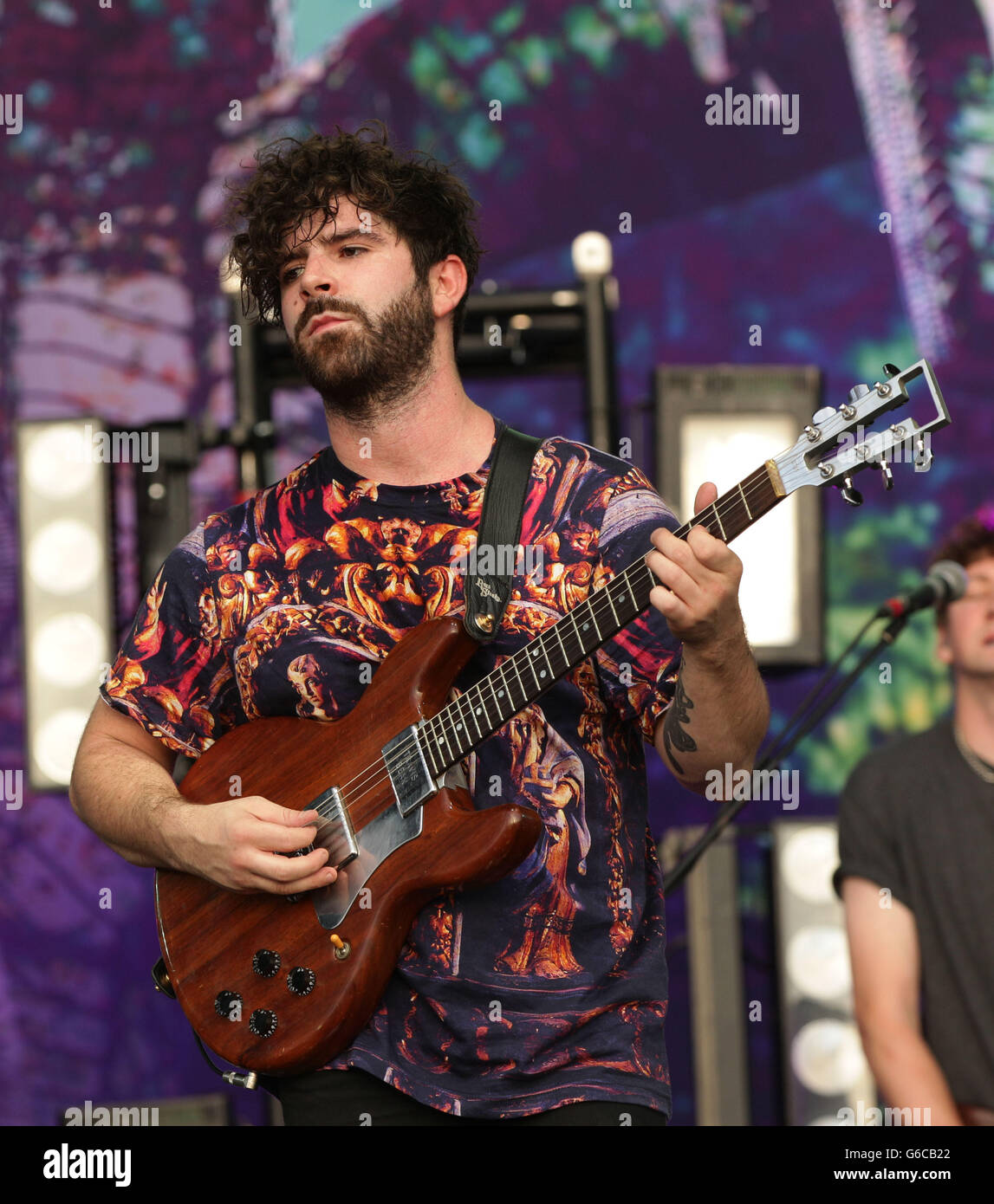Yannis Philippakis of Foals performing on the Main Stage, during day ...