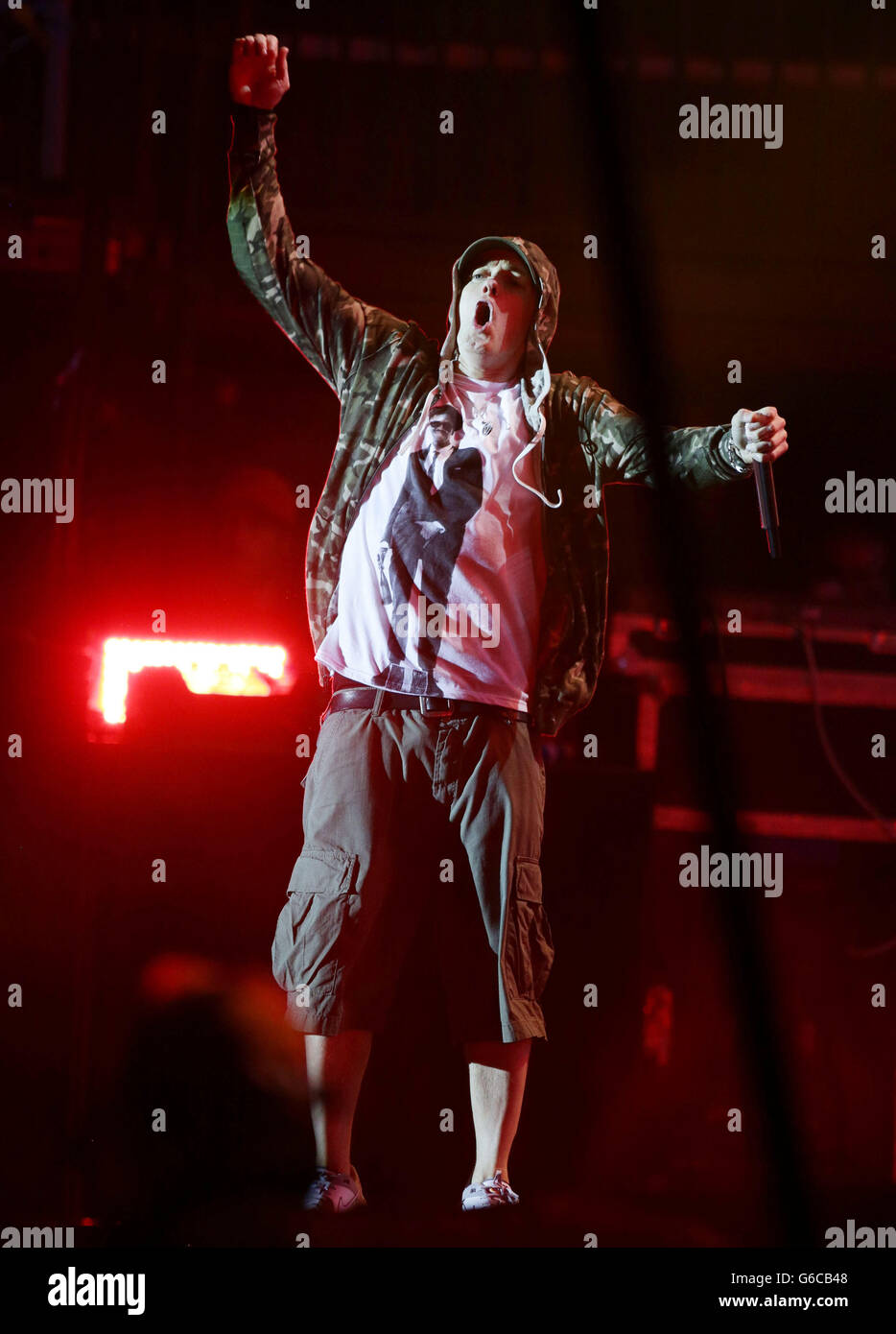 Eminem performing on the Main Stage, during day two of the Reading ...