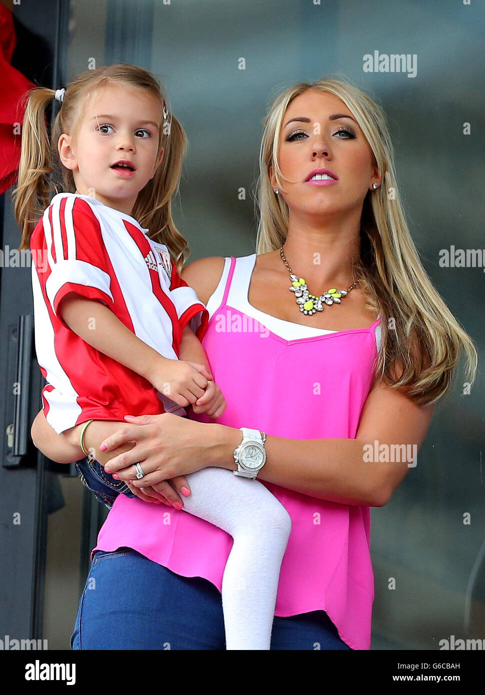 Nicole Begovic, wife of Stoke City's Asmir Begovic, with their daughter ...