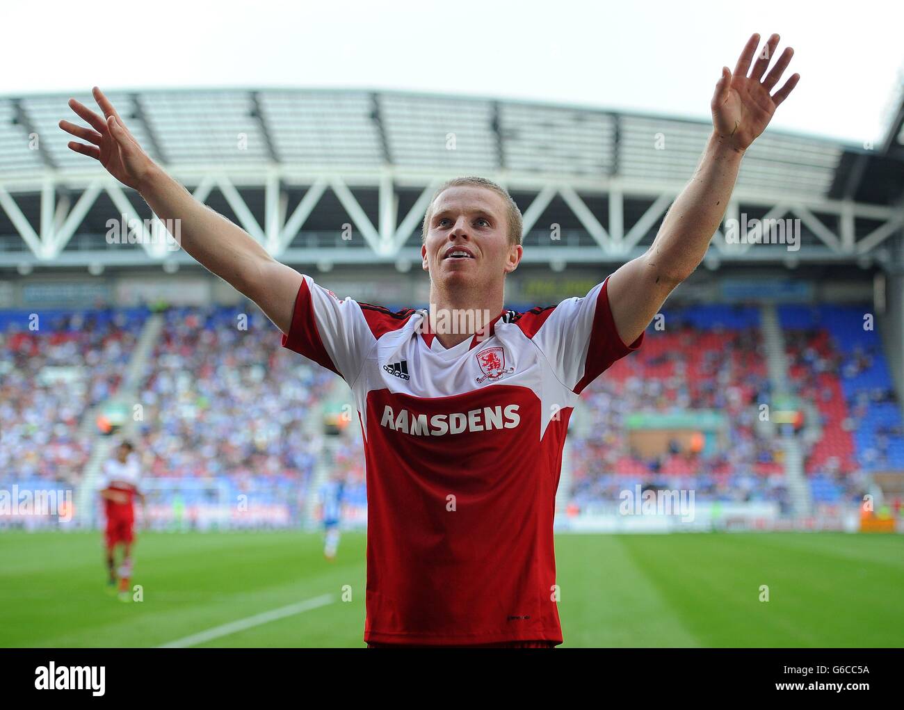 Middlesbrough's Grant Leadbitter celebrates scoring against Wigan ...