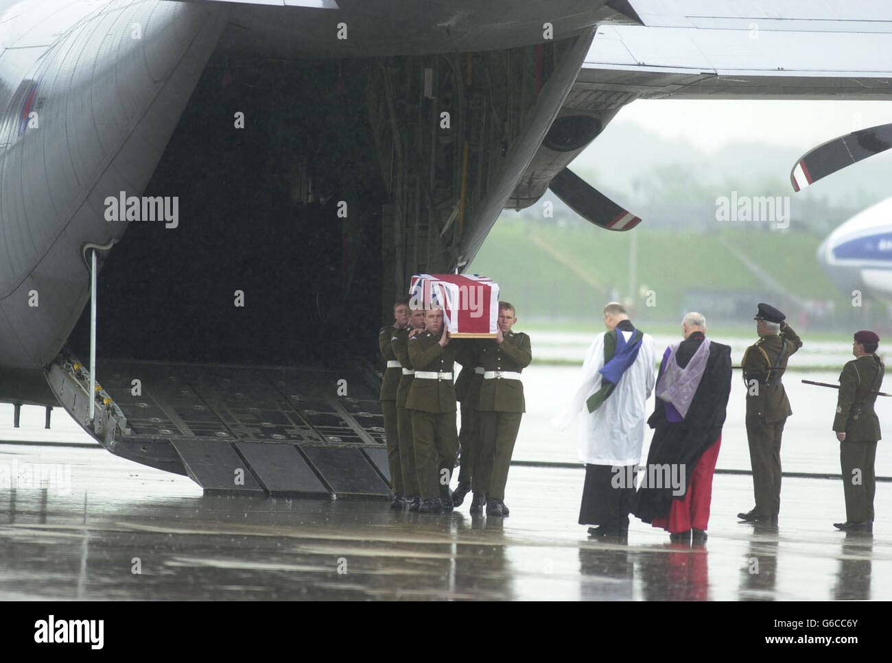 The coffin of Private Andrew Kelly of the 3rd Battallion The Parachute ...