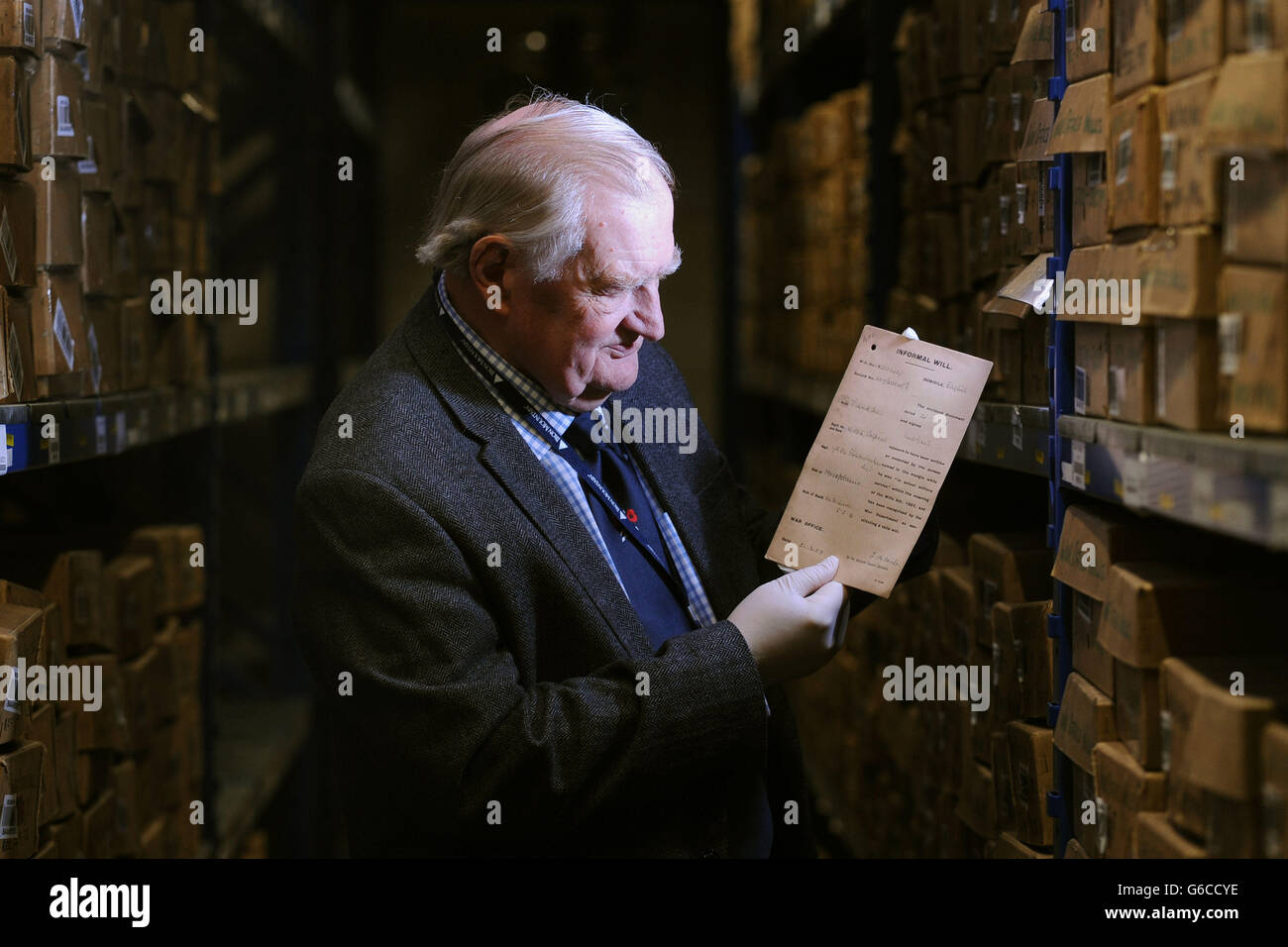 Professor Peter Simkins of The Western Front Association views the will ...