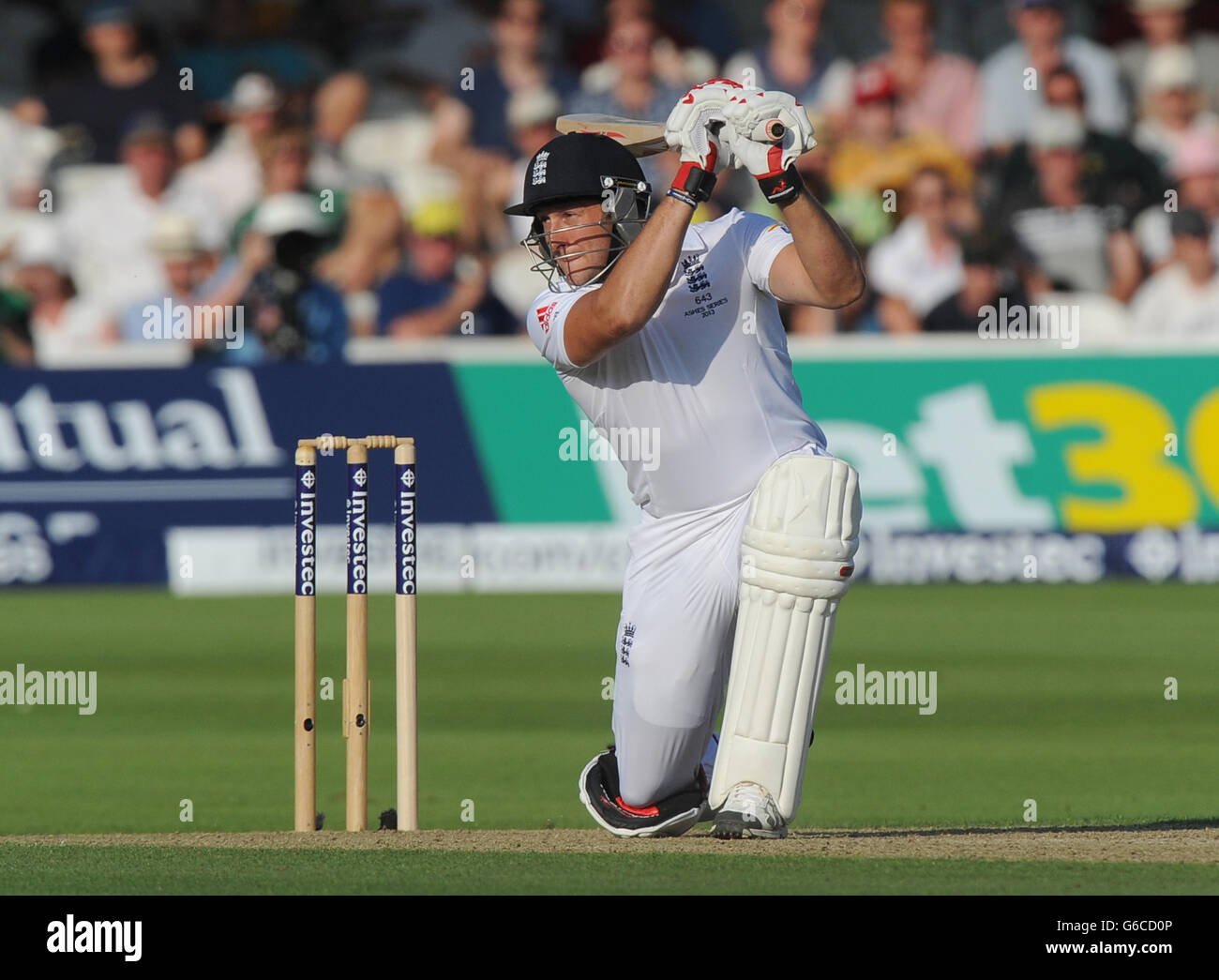 England's Tim Bresnan bats on day One of the Second Investec Ashes Test ...