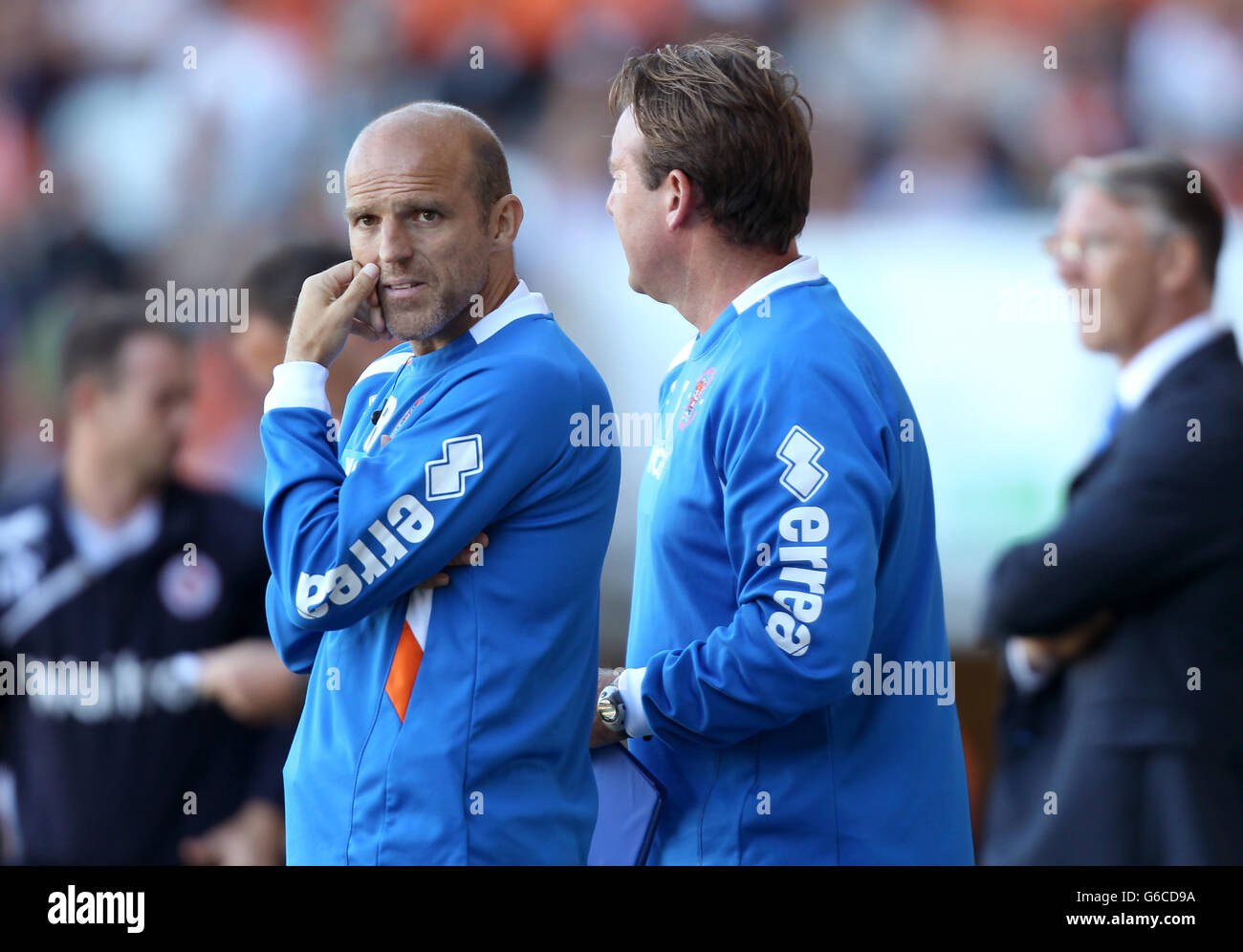 Blackpool first team coach Alex Rae (left) and assistant manager Steve ...